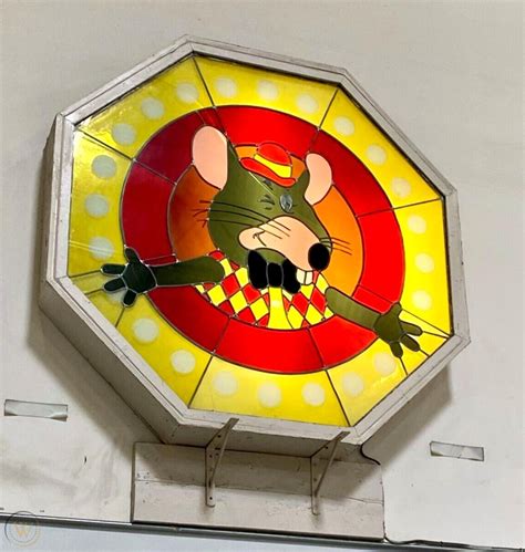 Extremely Rare 70s Chuck E Cheese Cec Light Stained Glass Window