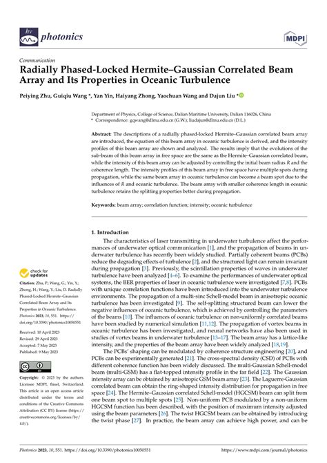 Pdf Radially Phased Locked Hermitegaussian Correlated Beam Array And