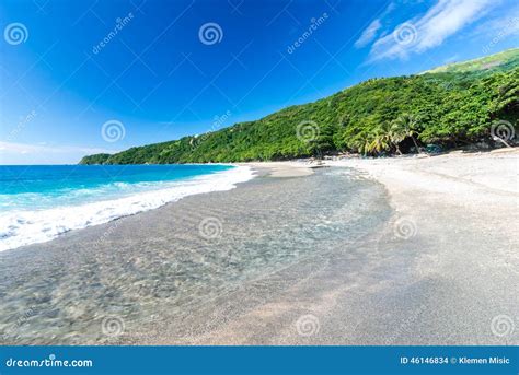 Mouth Of The River To The Sea On Playa Sana Rafael Beach Barahona