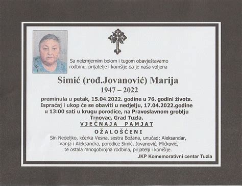 Preminula Je Marija Simić