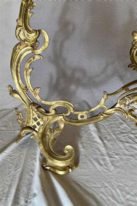 Antique French Louis Xv Gold Bronze Fire Screen Circa 1880 For Sale