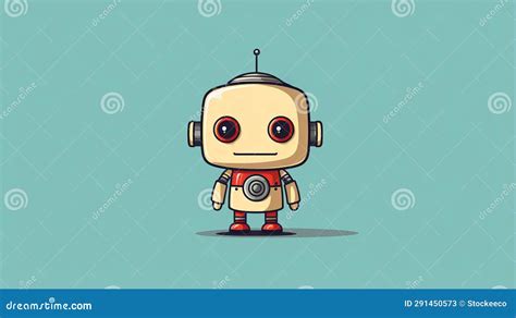 Minimal Cute Robot On Blue Background Royalty Free Illustration