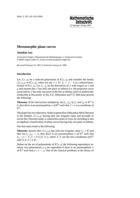 Pdf Meromorphic Plane Curves Dokumen Tips