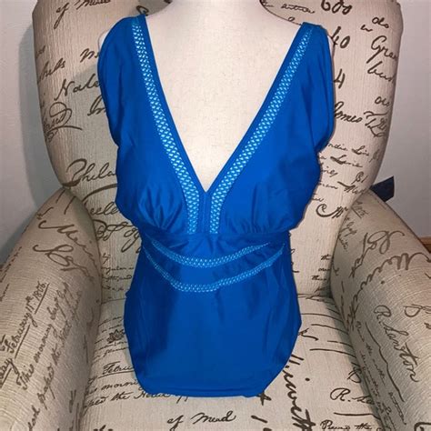 Swim Royal Blue One Piece Swimsuit With Seethrough Stripes Poshmark