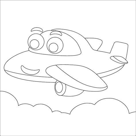 Un Avión De Dibujos Animados Volando En El Cielo Con Una Sonrisa En Su