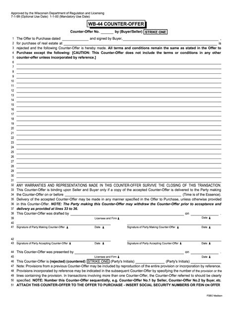 WB 44 Counter Offer Form Fillable Fill Out And Sign Printable PDF