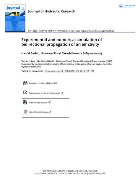Pdf Experimental And Numerical Simulation Of Bidirectional Propagation Of An Air Cavity