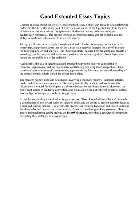 Good Extended Essay Topicspdf