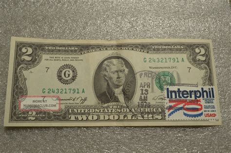 Uncirc 2 Dollar Bill First Day Issue Green Seal W 13c Stamp