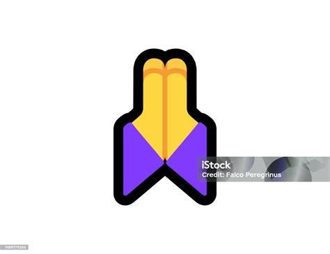 흰색 배경에 접힌 손 벡터 아이콘입니다 기도하고 손을 들고 있는 이모티콘 삽화 고립 된 Namaste 손 벡터 이모티콘 가상