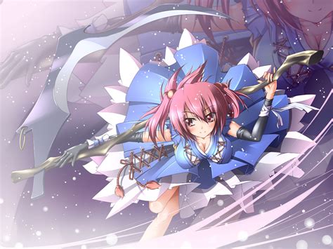 Blush Breasts Cleavage Elbow Gloves Gloves Onozuka Komachi Red Eyes Red