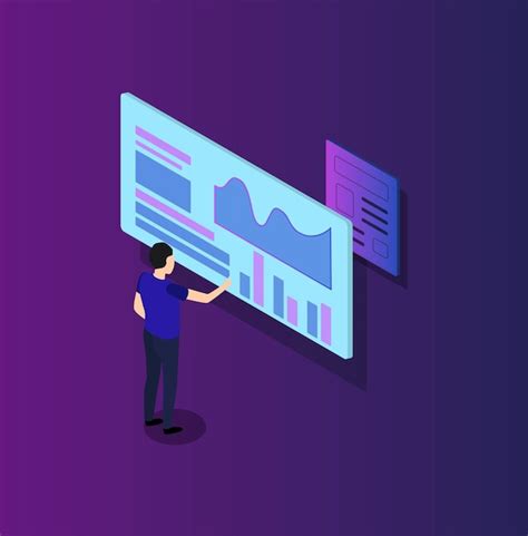 Premium Photo 3d Isometric Illustration A Man Interacting Charts