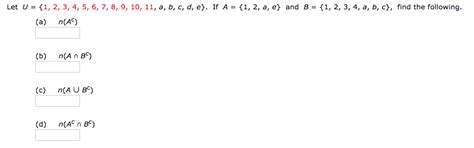 solved let u {1 2 3 4 5 6 7 8 9 10 11 a b c