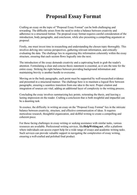 How To Write Essay Proposalpdf