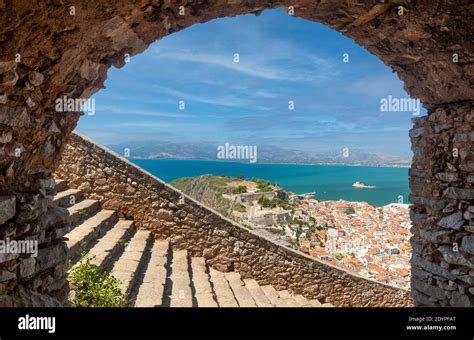 Panoramic View Of Nafplio Town From The Medieval Castle Of Palamidi And