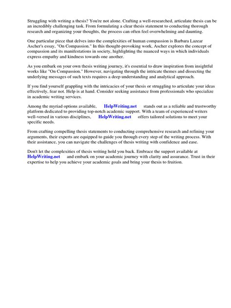 On Compassion Barbara Lazear Ascher Thesis Statement Pdf Compassion