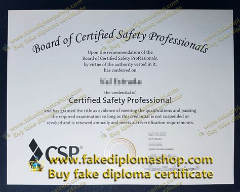 Order A Fake Certified Safety Professional Certificate Now