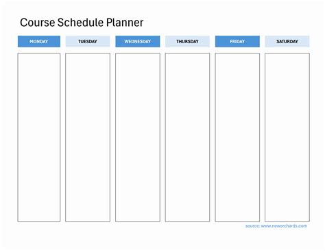 Free Course Schedule Planner Templates Pdf Word Excel