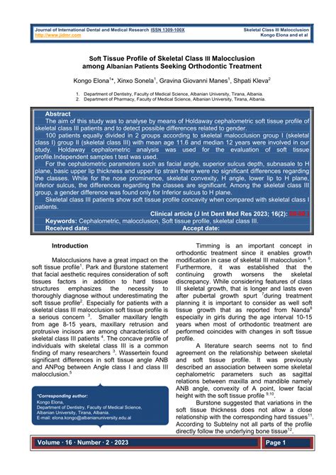 Pdf Soft Tissue Profile Of Skeletal Class Iii Malocclusion Among