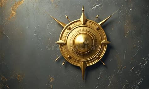 Golden Compass With Central Point And Four Arms Pointing In Different