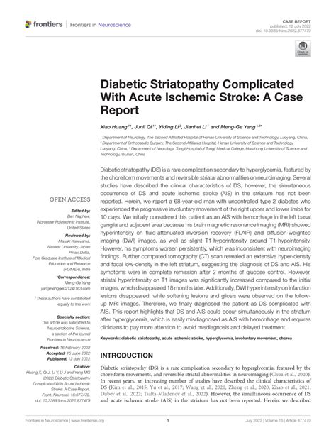 Pdf Diabetic Striatopathy Complicated With Acute Ischemic Stroke A