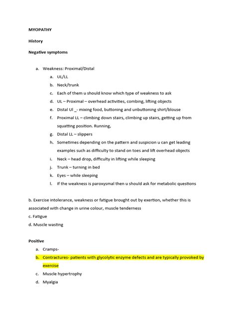 Myopathy Final Pdf Weakness Neurological Disorders