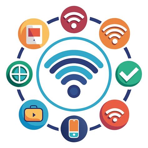 Wifi Connected Devices Around A Wifi Icon In A Circle Premium Ai Generated Vector