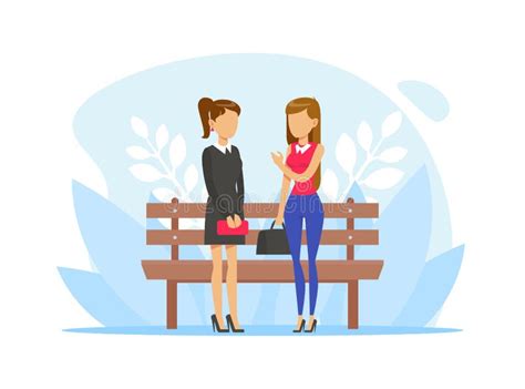 Two Young Woman Walking And Talking In The Park Best Friends Female