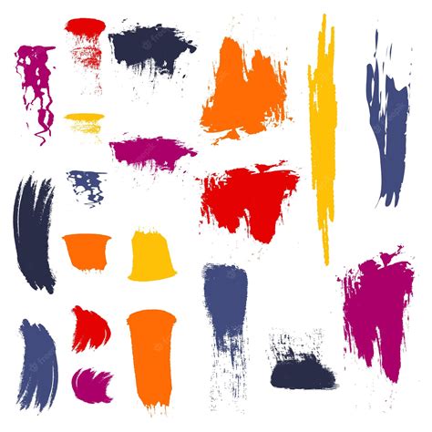 흰색 배경 벡터 일러스트 레이 션에 색 페인트의 다른 획의 집합 프리미엄 벡터