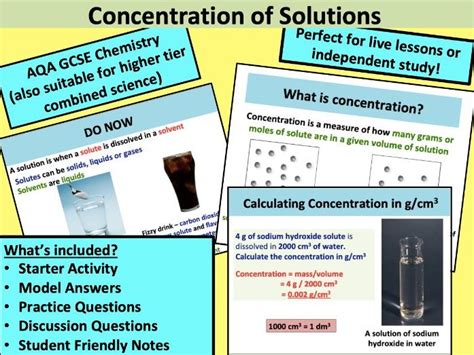 Gcse Chemistry Concentration Of Solutions Teaching Resources