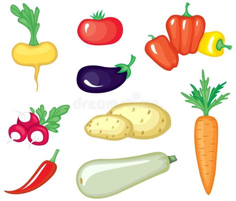 Vegetais Dos Desenhos Animados Ajustados Ilustração do Vetor