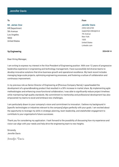 VP Engineering Cover Letter Example For 2024 Ultimate Guide