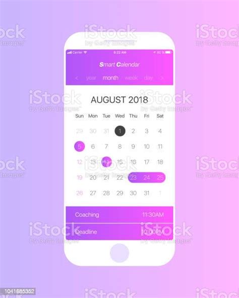 벡터 캘린더 App Ui 개념 2018년에 대한 스톡 벡터 아트 및 기타 이미지 2018년 8월 개념 Istock