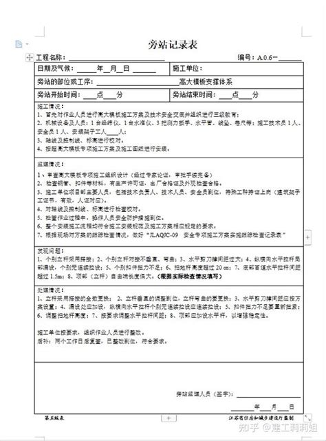 34套旁站监理记录表，看完自己确实轻松不少。word版汇编即拿即用 知乎