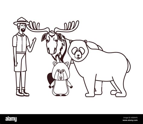 Forest Ranger Man Cartoon Design Vector Illustration Stock Vector Image