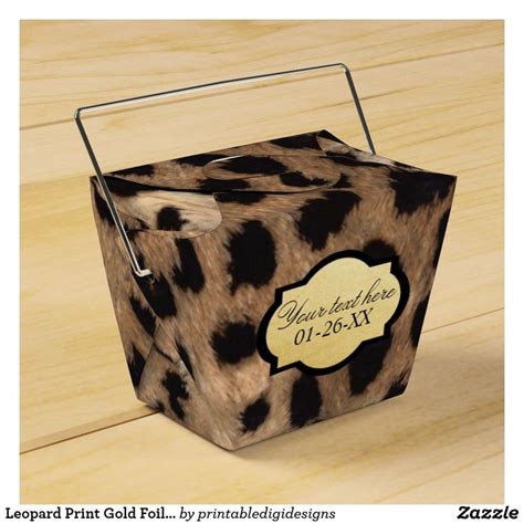 Leopard Print Gold Foil Take Out Party Favor Boxes Zazzle Gold Foil