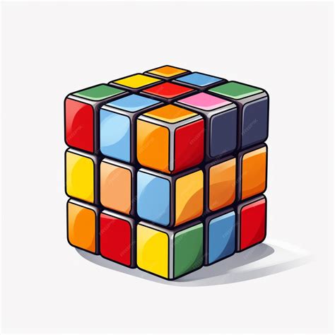 Rubiks Cube 2d cartoon illustraton on white background hig | Premium AI ...