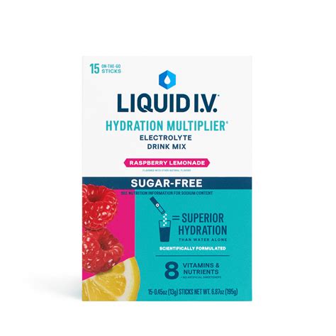 Liquid Iv Electrolyte Drink Mix Sugar Free Raspberry Lemonade 15 Ct