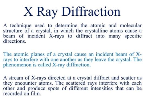 X Ray Diffraction Pptx Chemistry Science