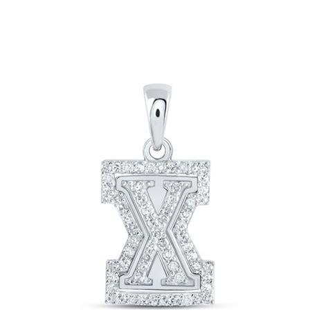 10kt White Gold Womens Round Diamond X Initial Letter Pendant 15 Cttw