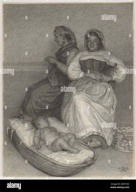 Deux Femmes Italiennes Assises Avec Un Bébé Dans Un Berceau 1889