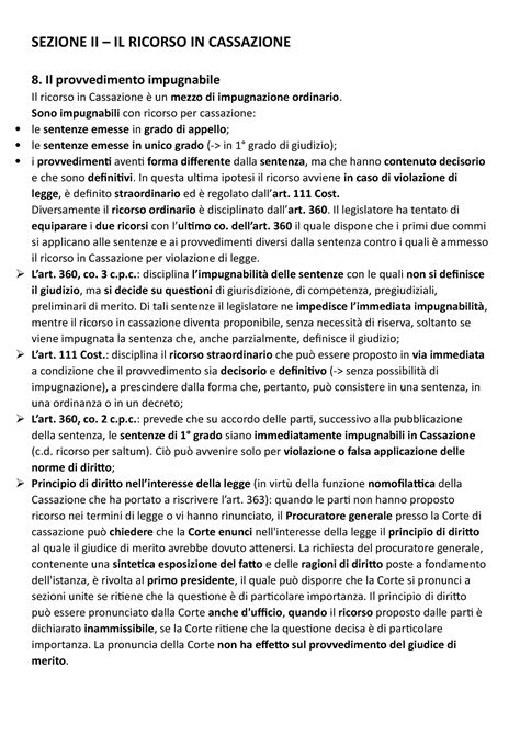 Ricorso In Cassazione Diritto Processuale Civile Vol1 Sezione Ii