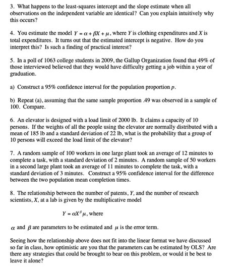 Solved 3 What Happens To The Least Squares Intercept And