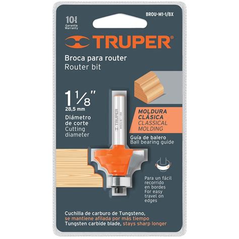 Broca Para Router Moldura Clásica 1 1 8 Con Balero Truper