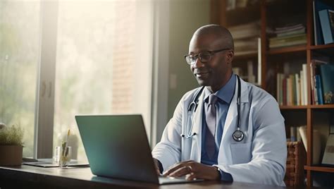 Premium Ai Image An Adult Black Man Wearing Glasses And A Medical