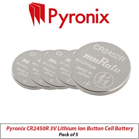 Pyronix 3v Lithium Ion Button Cell Battery Pack Of 5 Batt Cr2450r ∙