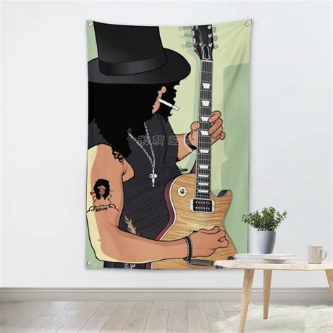 Guitarist Slash Music Band Banners Wall Flags Tapestry Cloth Art Bar