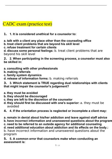 CADC Exam Practice Test Questions And Answers 2022 2023 CADC