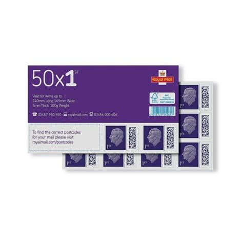 Royal Mail First Class Postage Stamp Sheet Pack Of 50 Bbs1