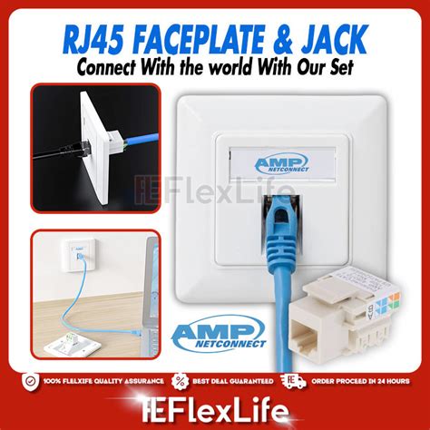 Amp Netconnect Network Faceplate Socket Rj45 Cat5 Cat5e Modular Jack Te Connectivity Punch Down